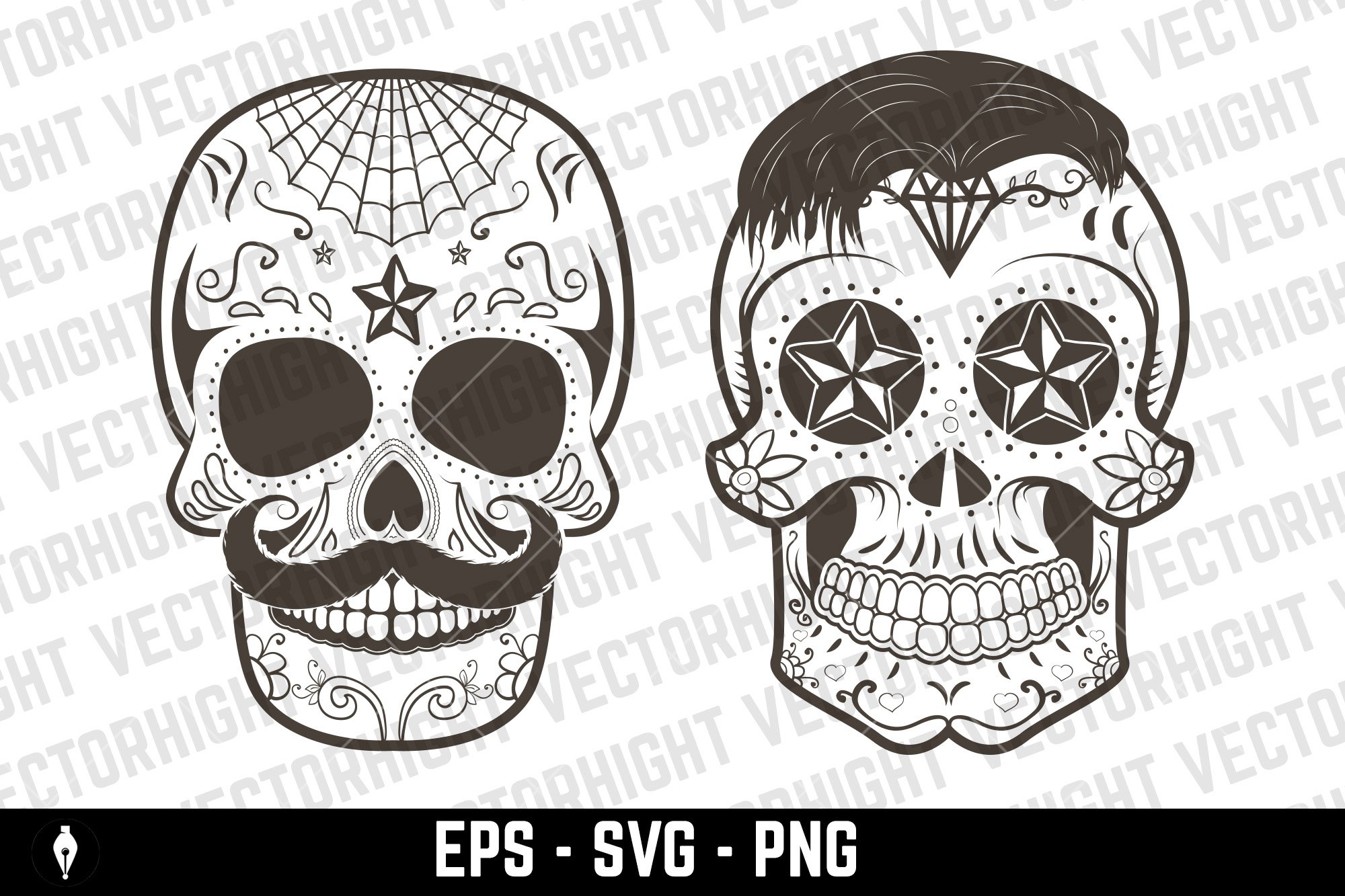 Day Of The Dead Skull Designs Black And White