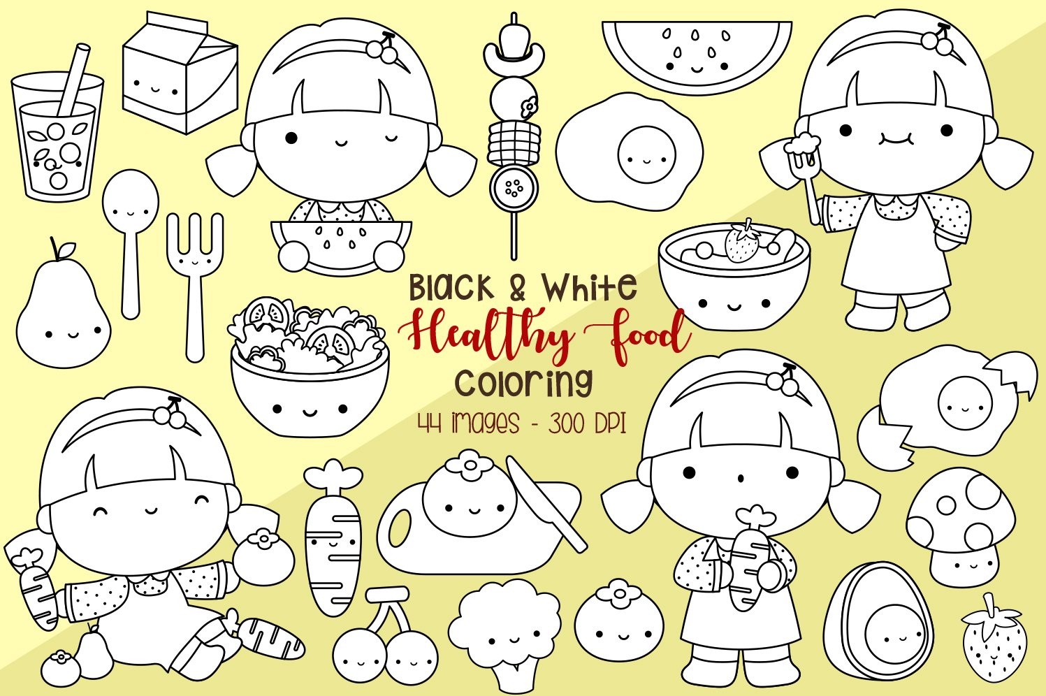 Healthy Food Clipart Black And White
