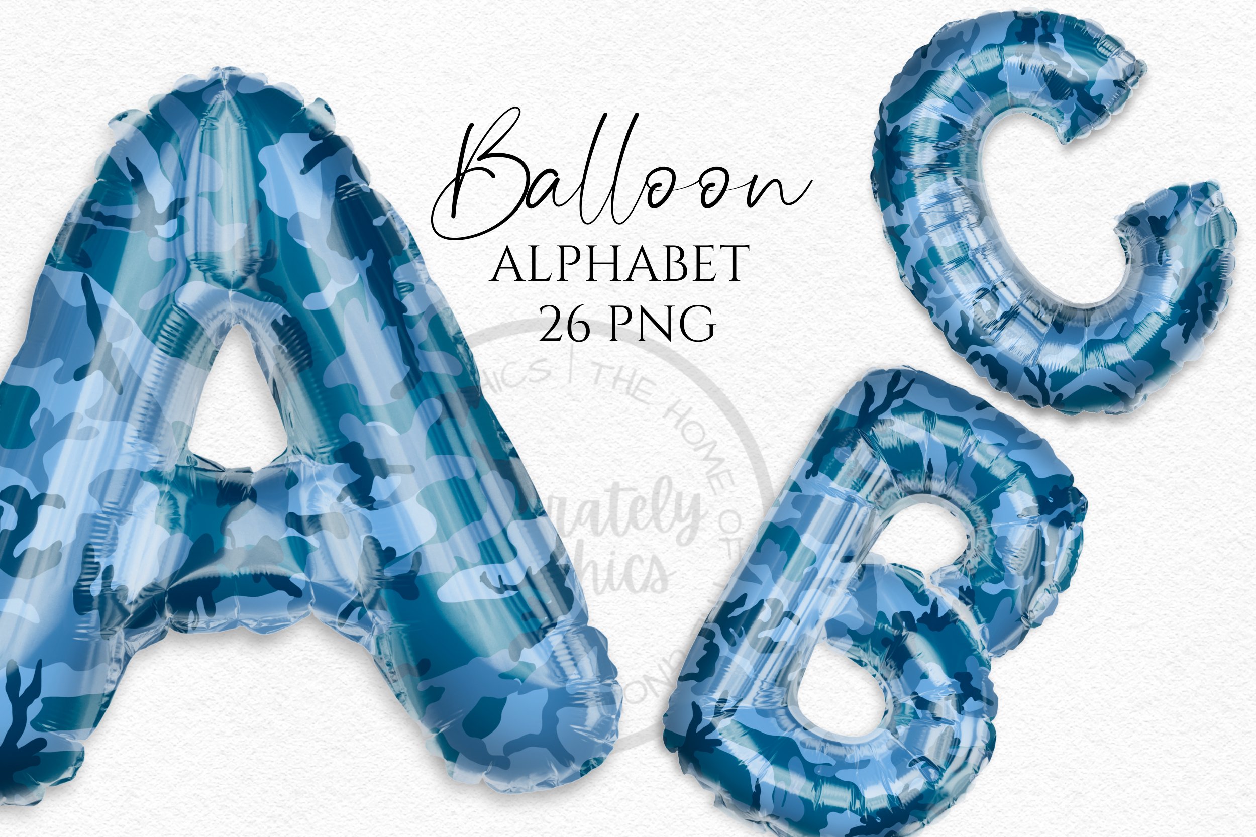 Blue Camouflage | Balloon Alphabet Clipart PNG