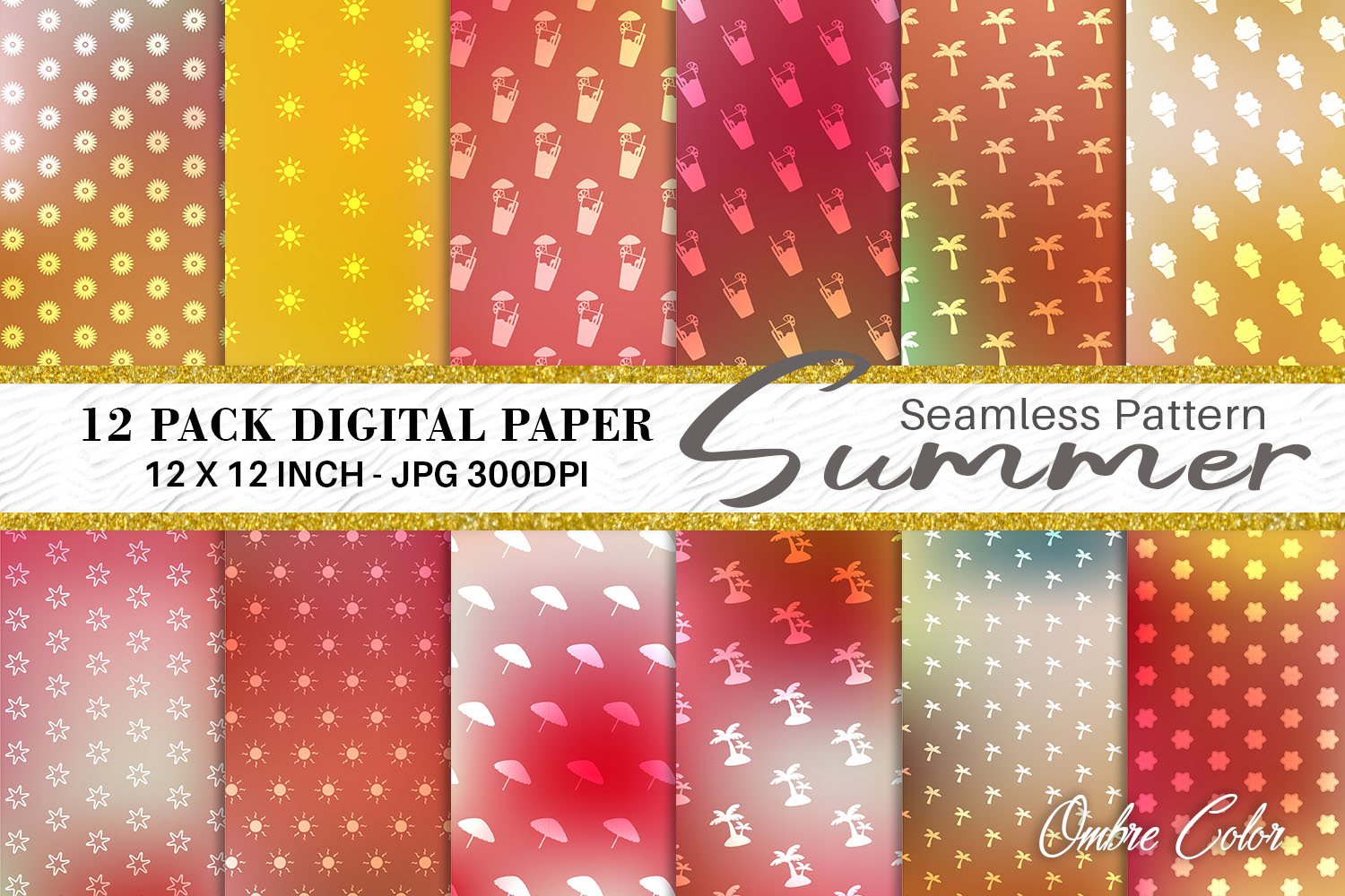 Summer Seamless Pattern Digital Paper Background (1419375) | Textures ...