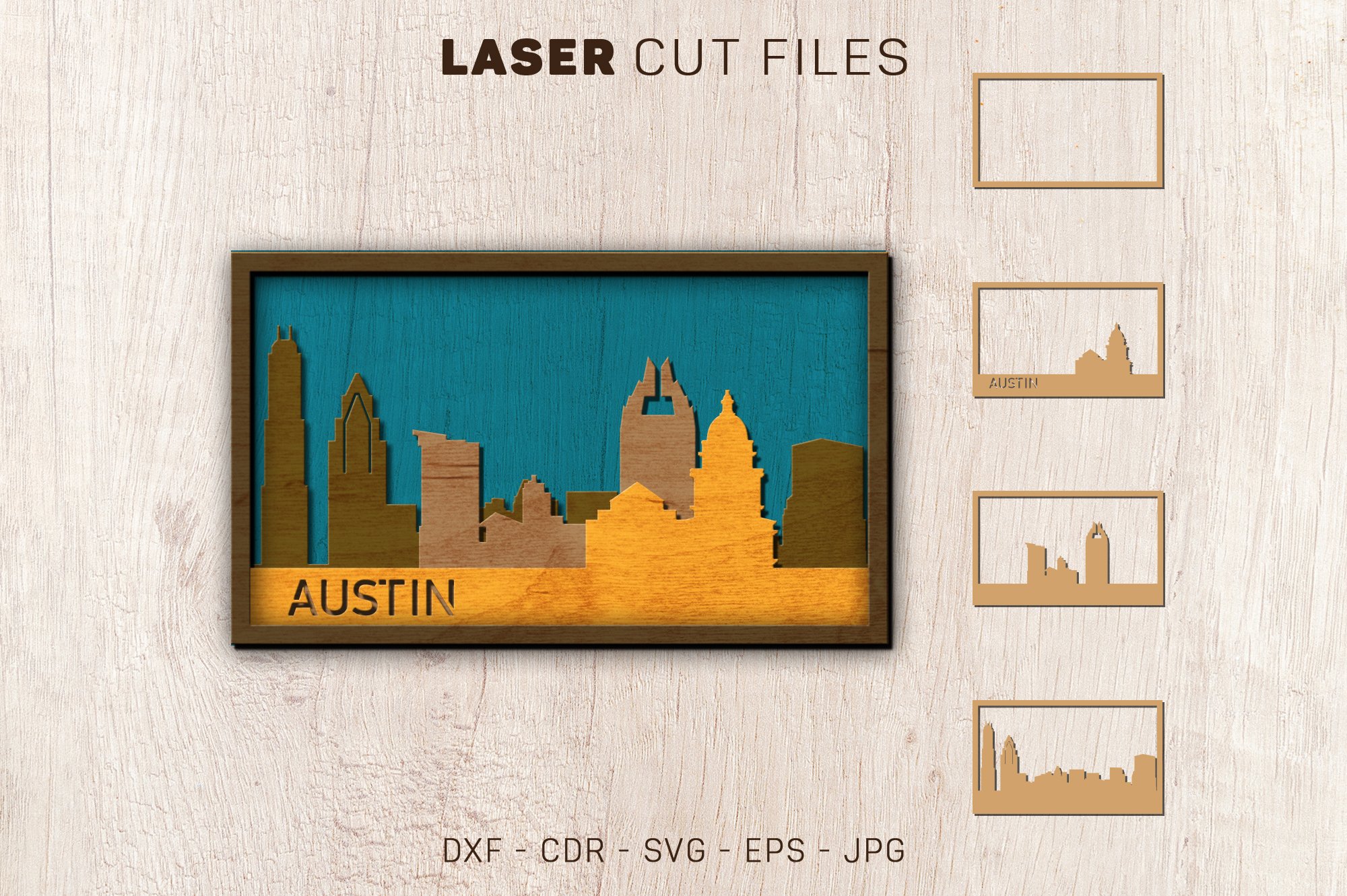 Austin Skyline Laser Multi-layer SVG (1413376) | Laser Cutting Designs ...