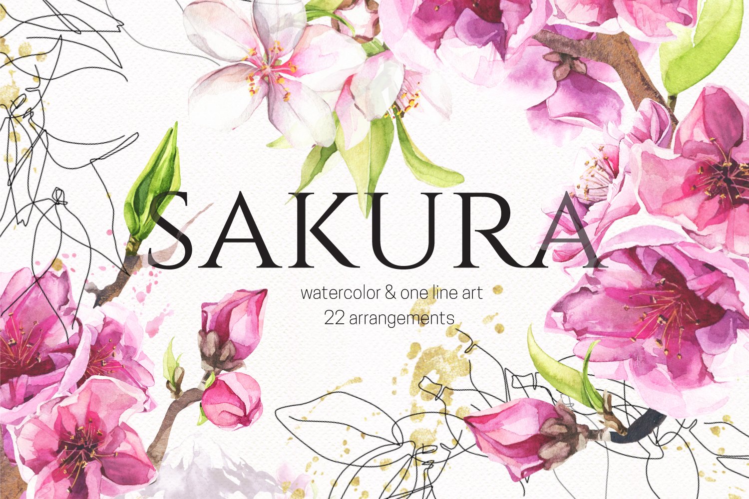 Sakura. Watercolor cherry blossom floral 22 PNG arrangements (2286275 ...
