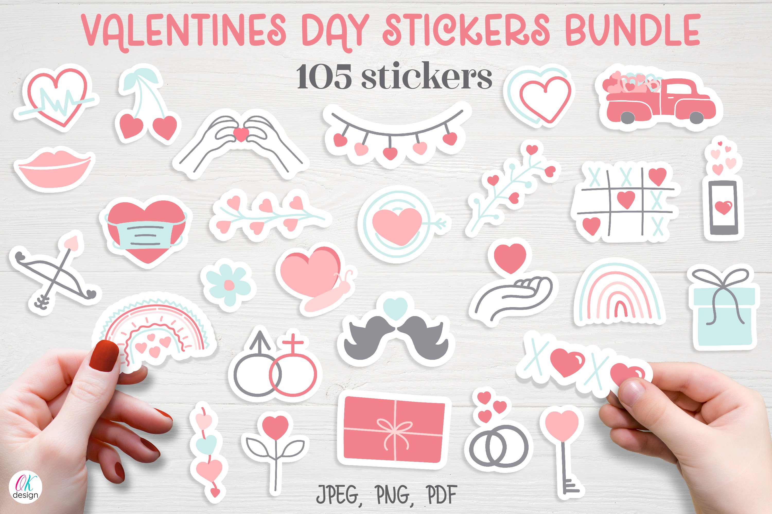 Valentines Day Planner stickers Bundle.