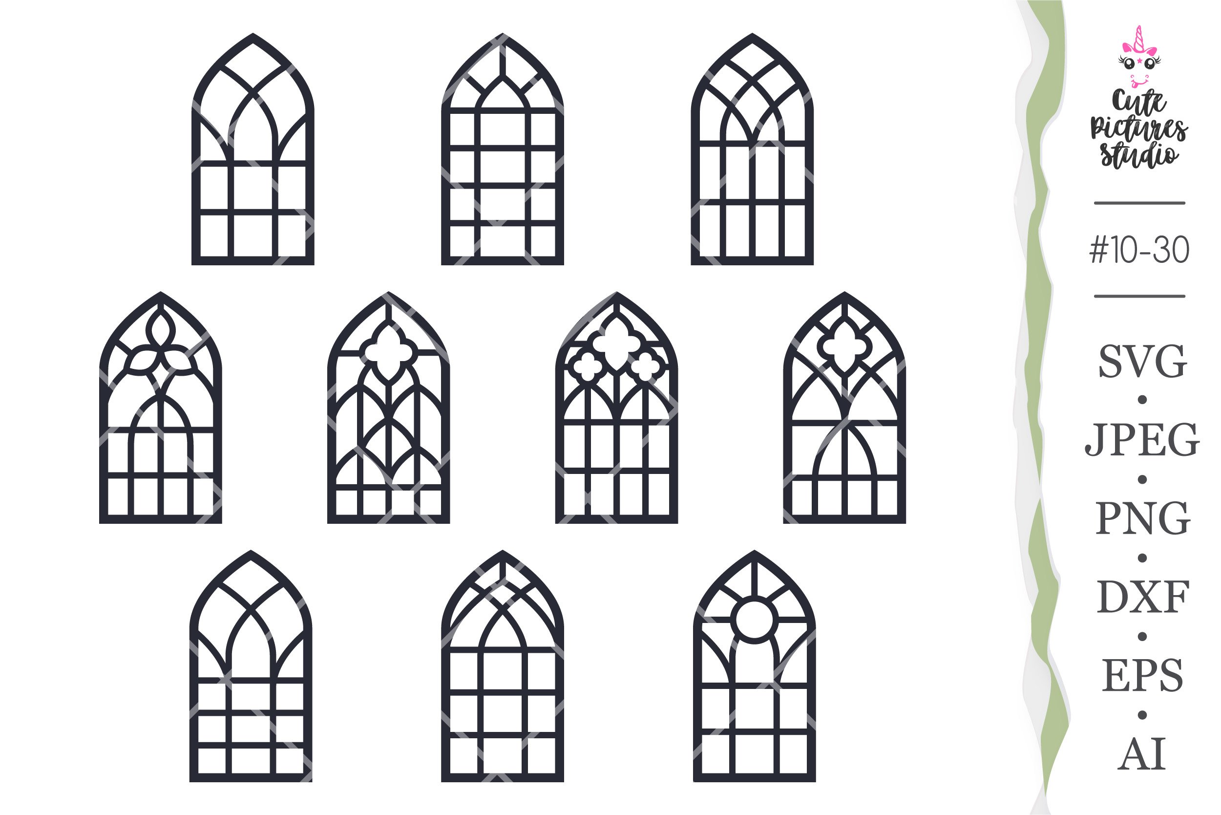 Arched Church Windows Template