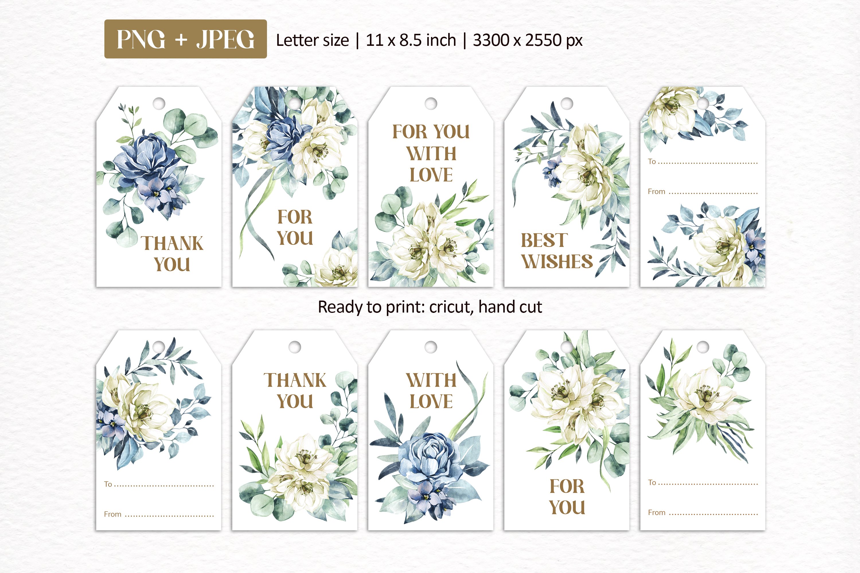 Floral Gift Tags Printable Gift Tags Embroidered Flowers