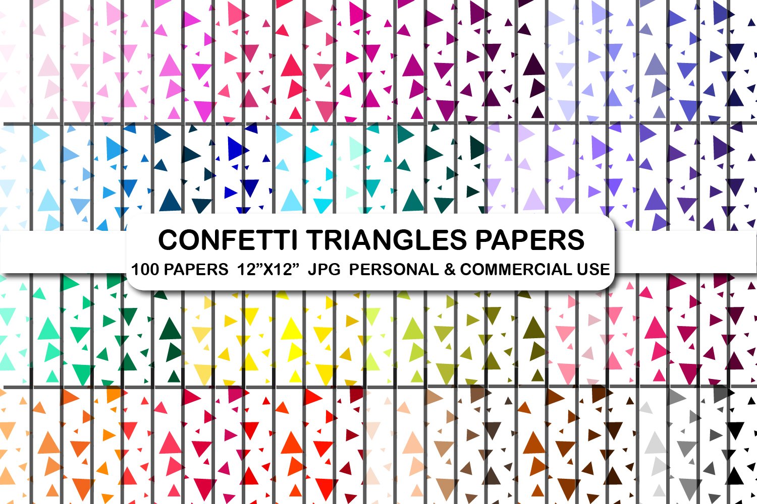 100 Confetti triangles digital papers background paper pack