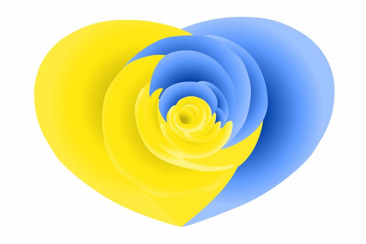 Yellow blue heart isolated on a white background. (1857115) | Vectors ...