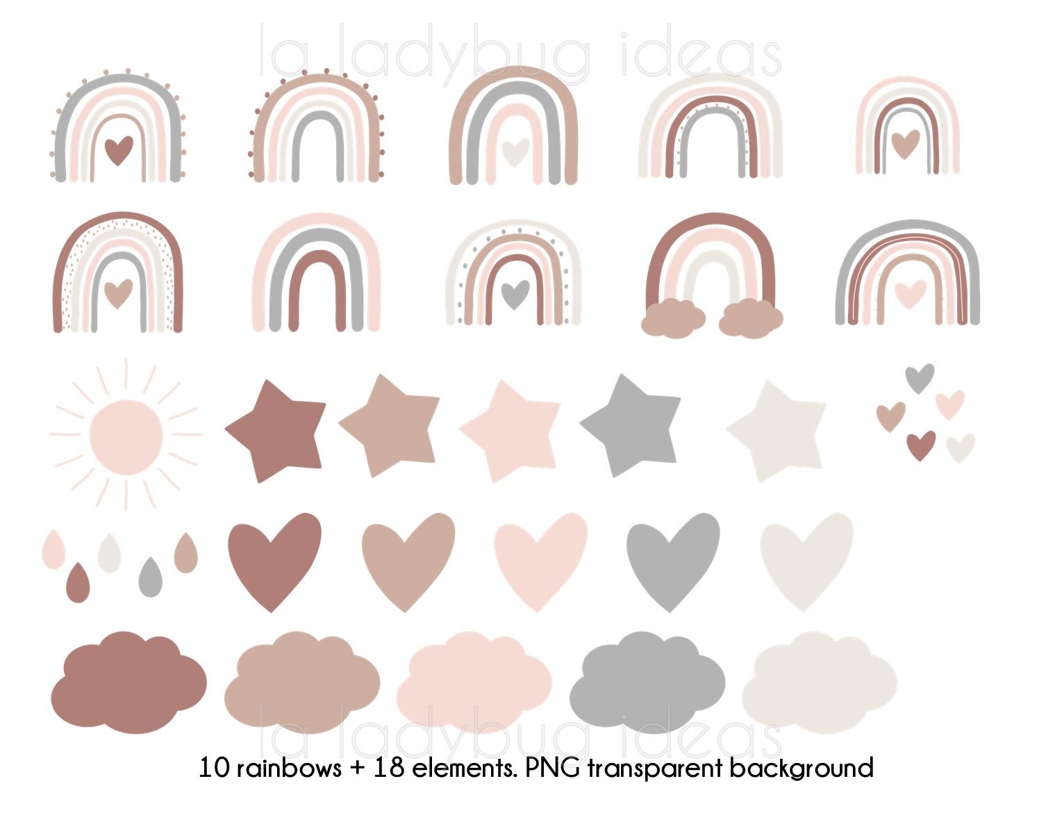 Rainbows clipart. Neutral color rainbows clip art. 28 PNG (910443 ...