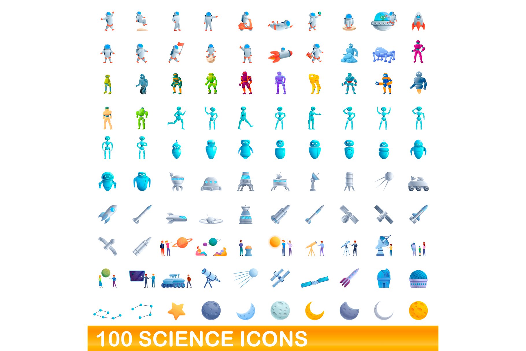 100 science icons set, cartoon style (1379178) | Icons | Design Bundles