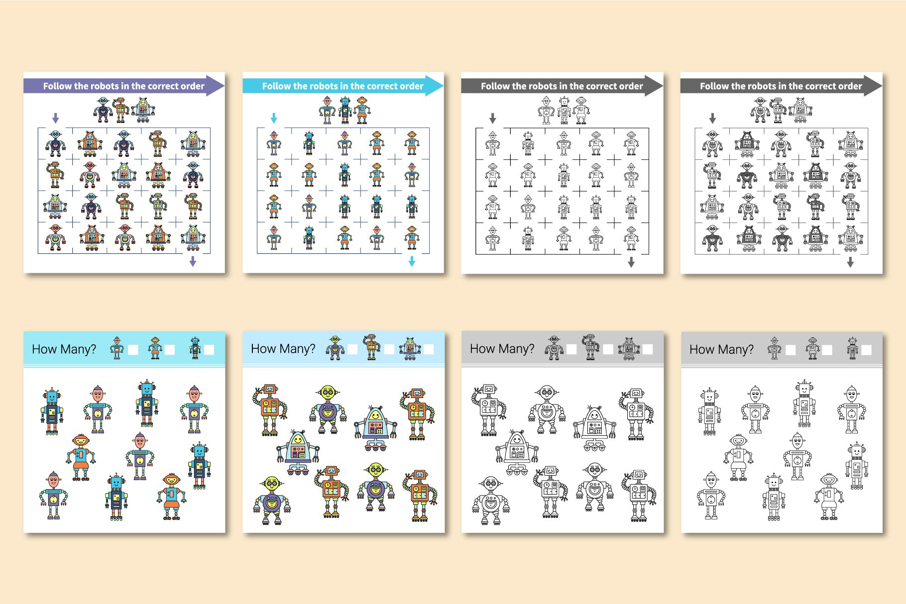 Robots Activities for kids. (985060) | Illustrations | Design Bundles