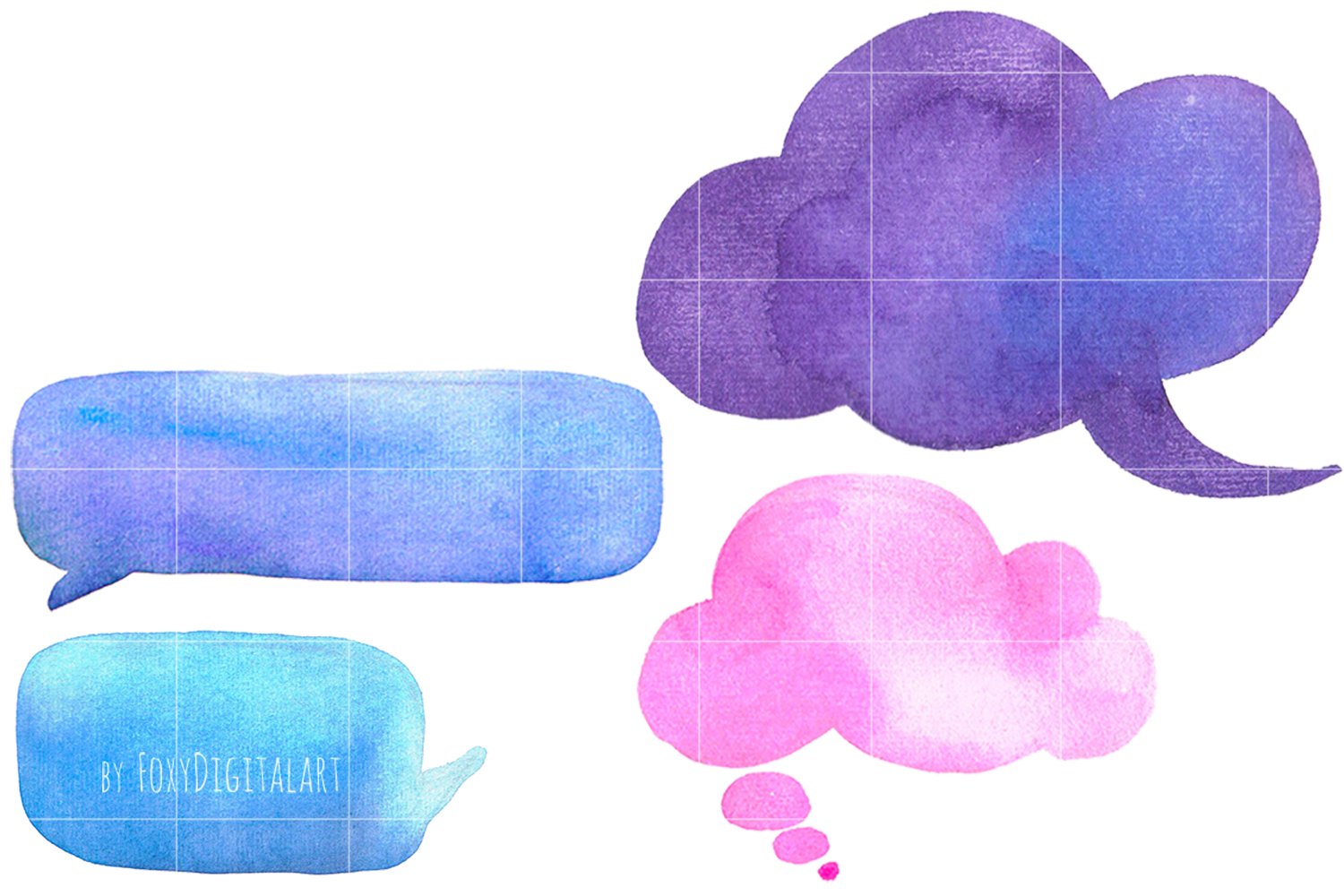 Watercolor Speech Bubbles Clipart Hand Painted (125217) | Illustrations ...