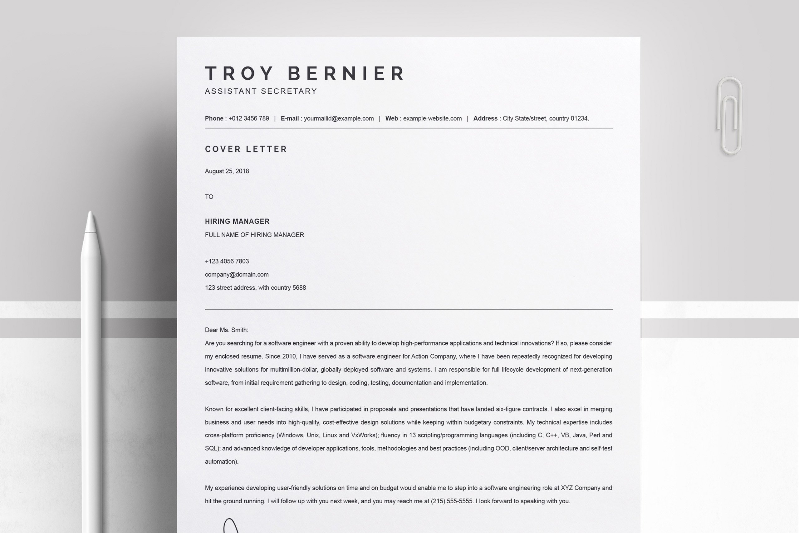 Clean Resume Template (540521) | Resume Templates | Design Bundles