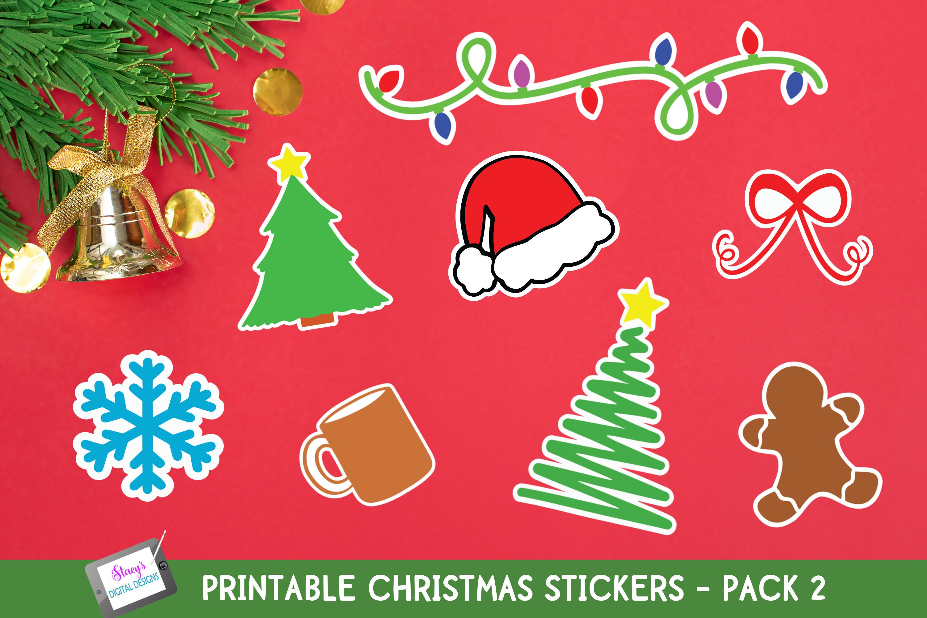 Christmas Stickers - Pack 2 - Print and cut stickers (898606 ...