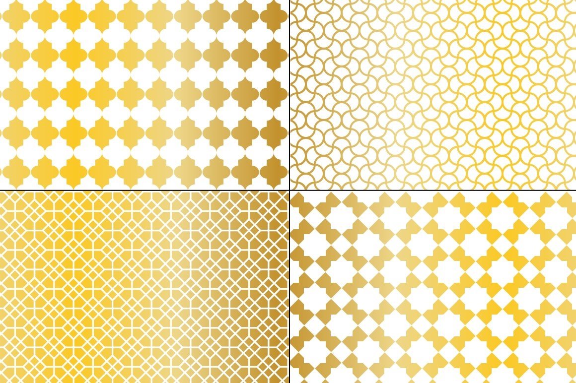Gold Seamless Moroccan Patterns (157302) | Patterns | Design Bundles