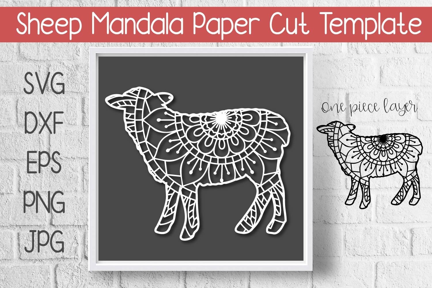 Sheep Mandala Paper Cut Template Design