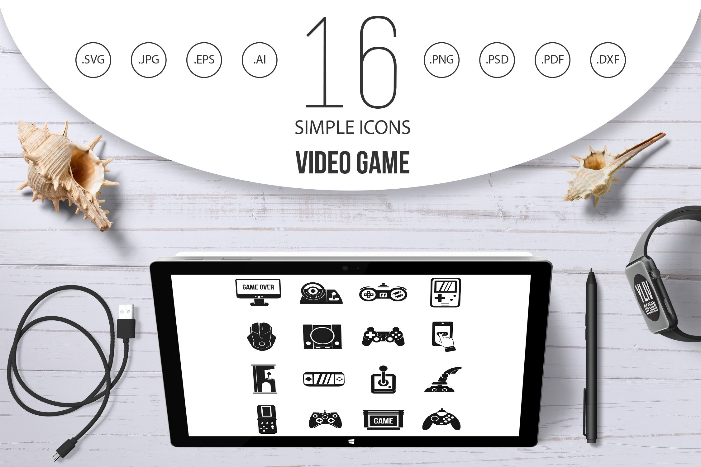 Video game icons set, simple style (122030) | Icons | Design Bundles