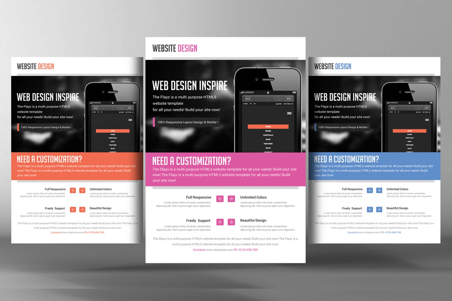 Website Responsive Flyers Template (435199) | Flyers | Design Bundles