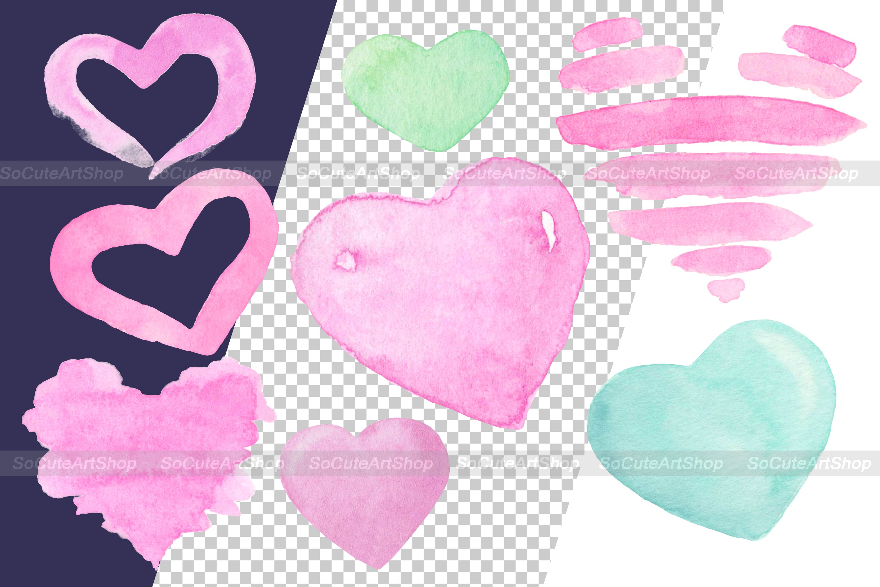 Watercolor Hearts clipart for valentines day, PNG (1139229 ...