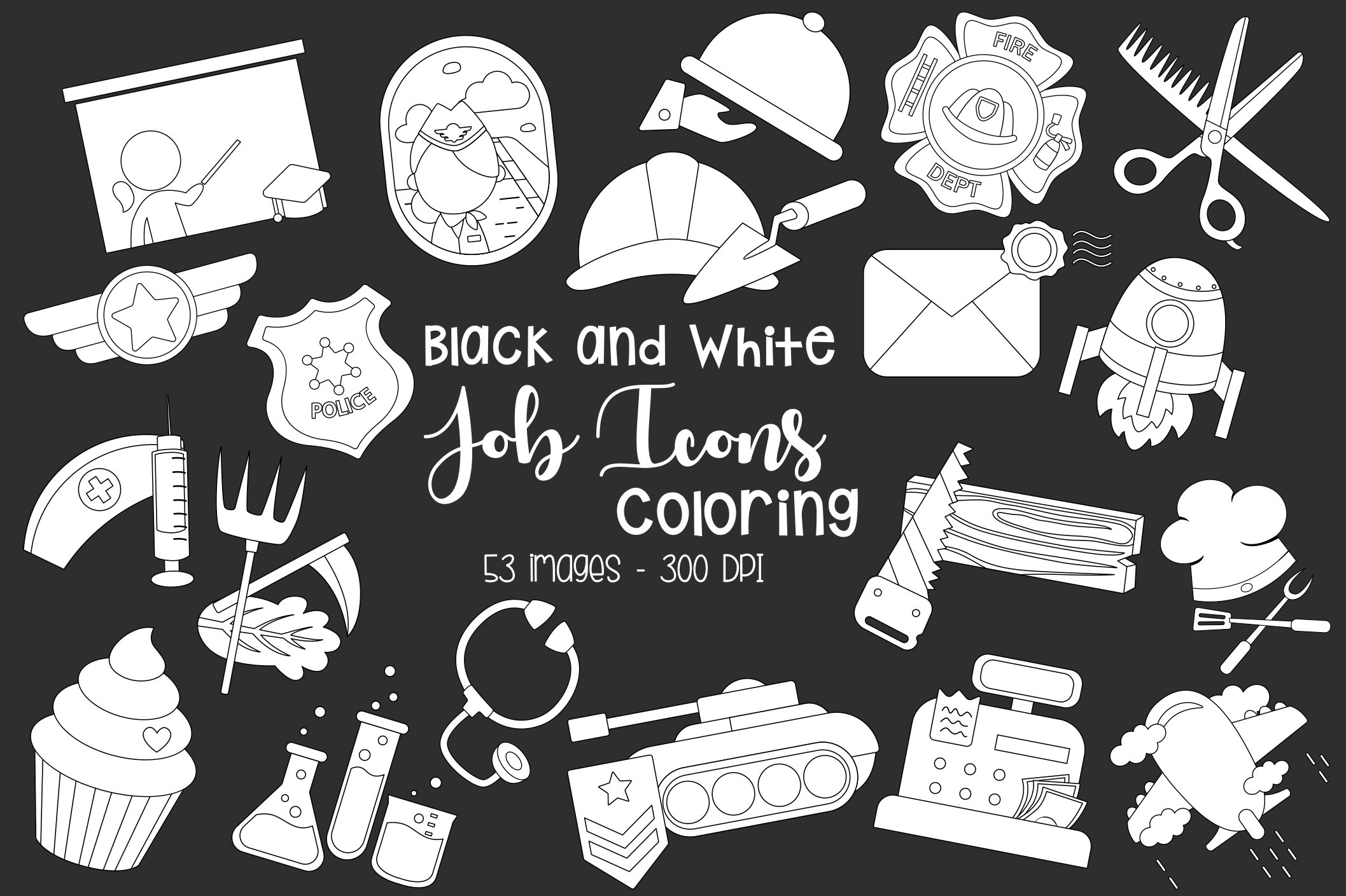 Different Jobs Clipart Black And White