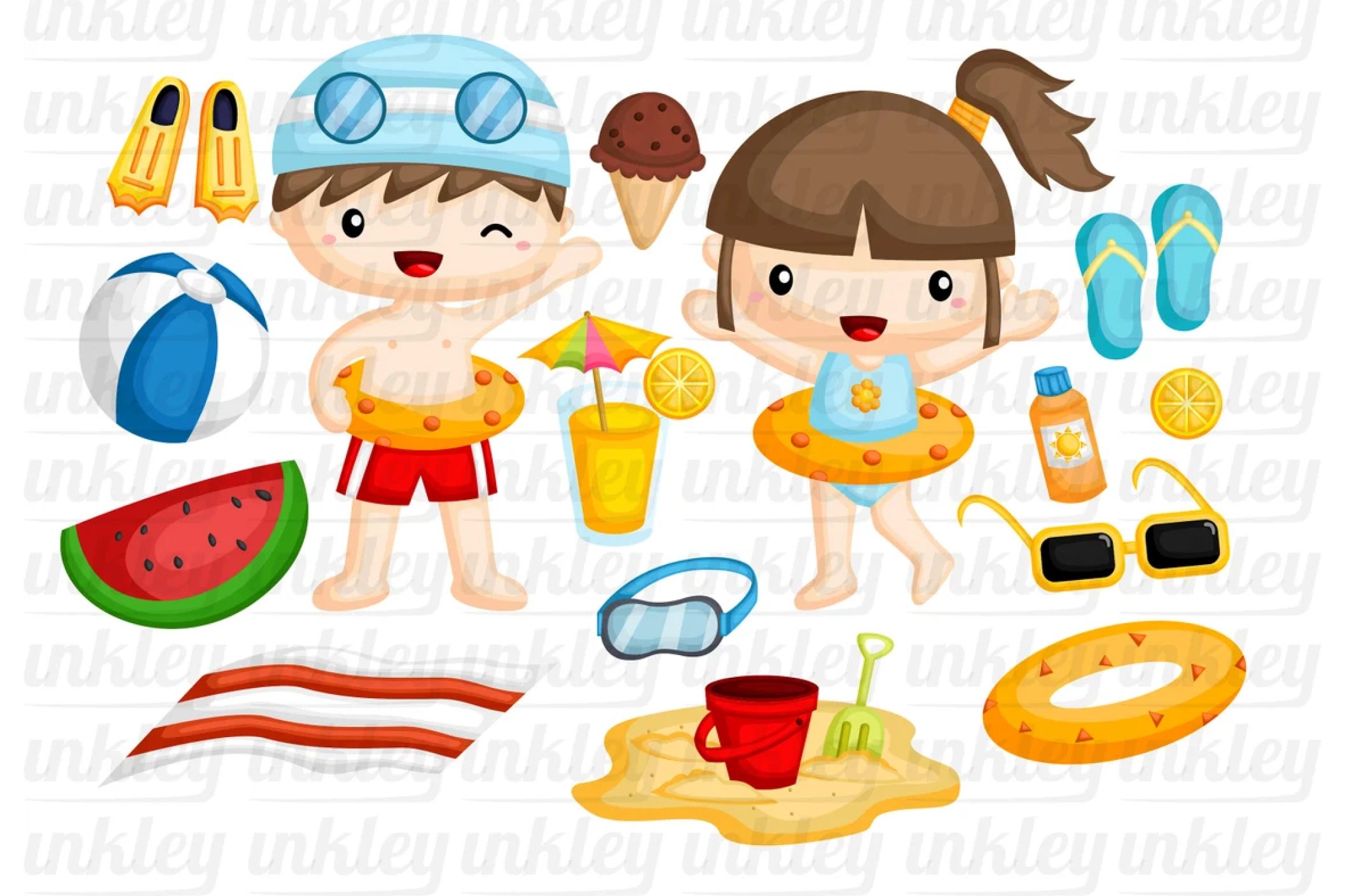 Beach Kids Clip Art