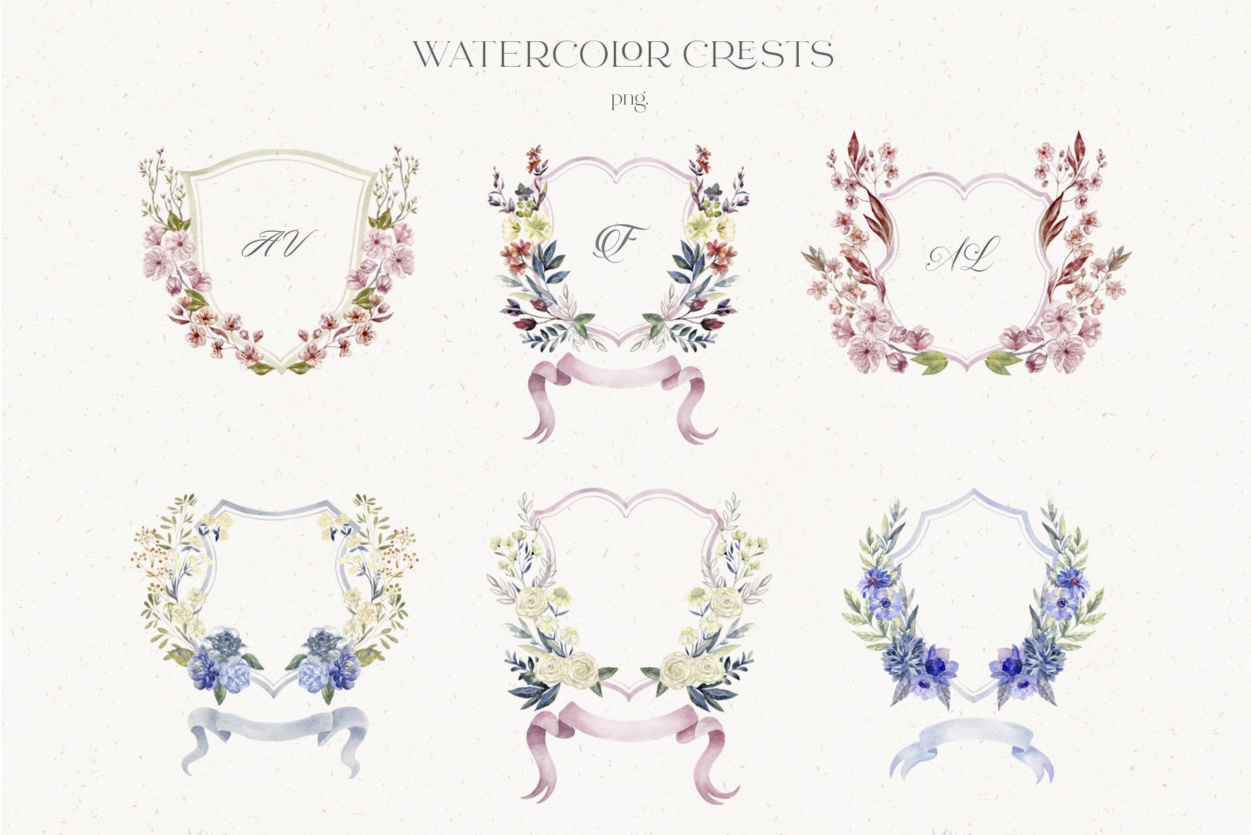 Floral Crests for Wedding & Monogram (2177943) | Illustrations | Design ...