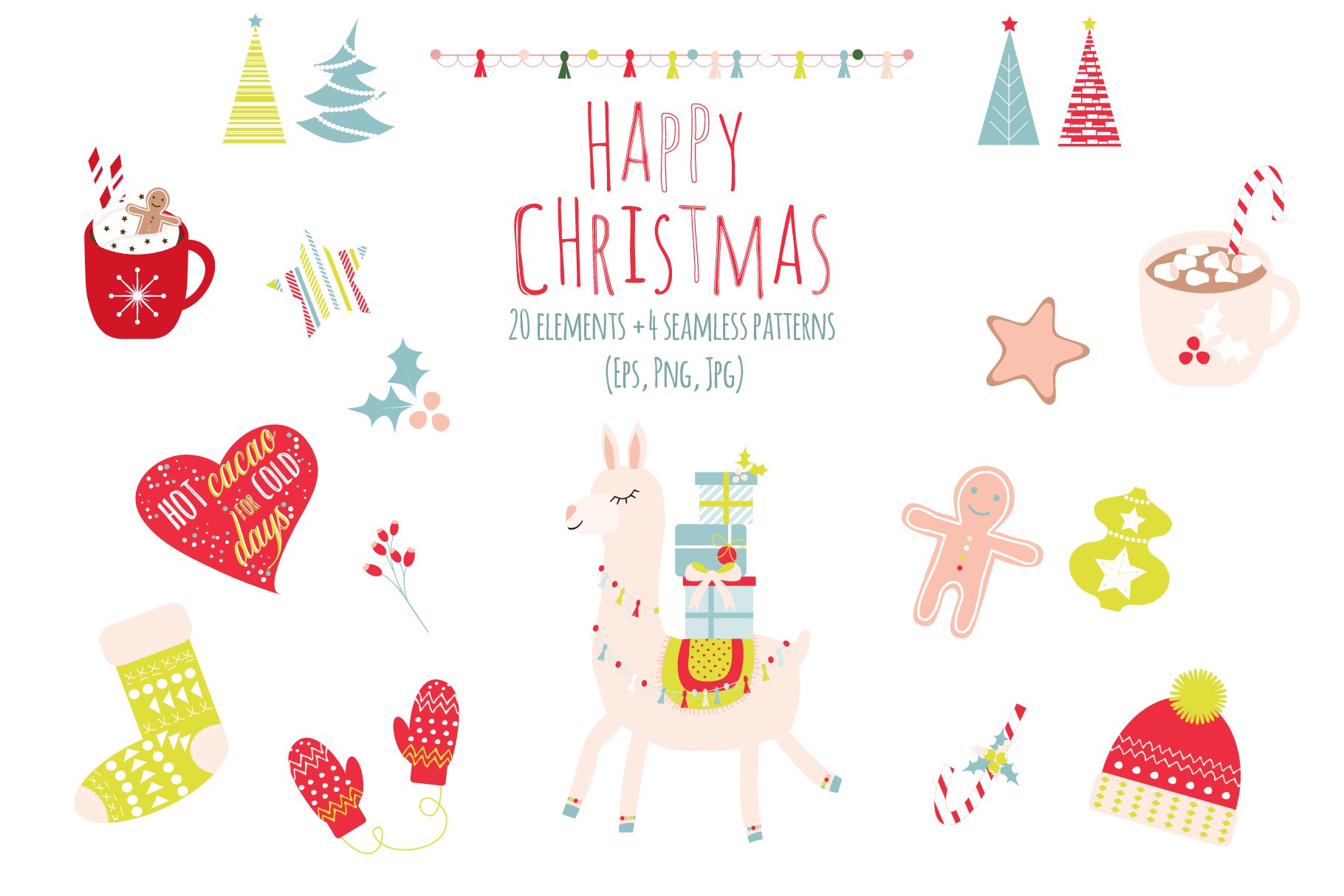 Lama Christmas set, Scandi style