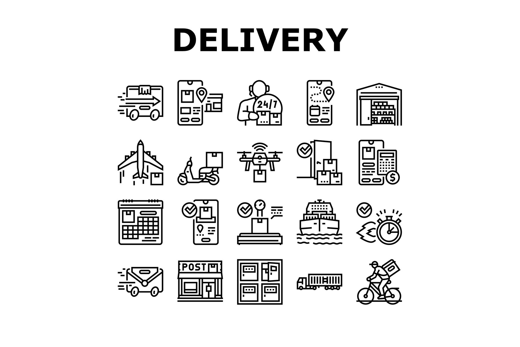 Delivery Service Application Icons Set Vector (1789373) | Icons ...
