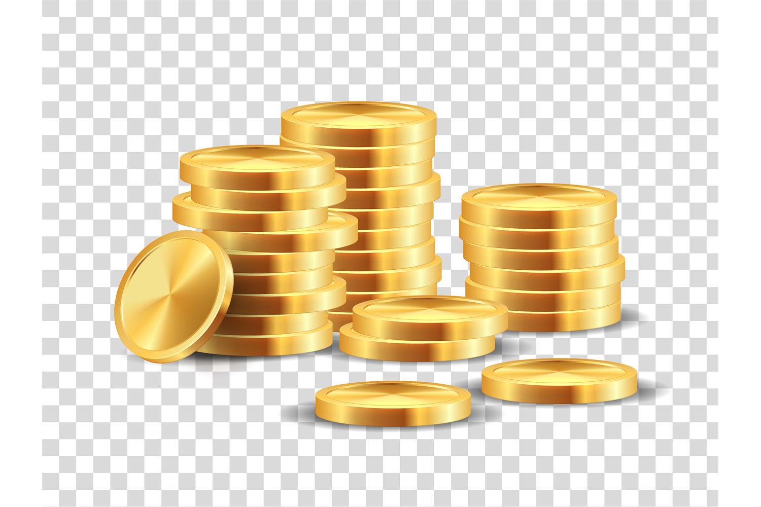 Golden coin stack. Realistic golden dollar coins game templa (1426222 ...