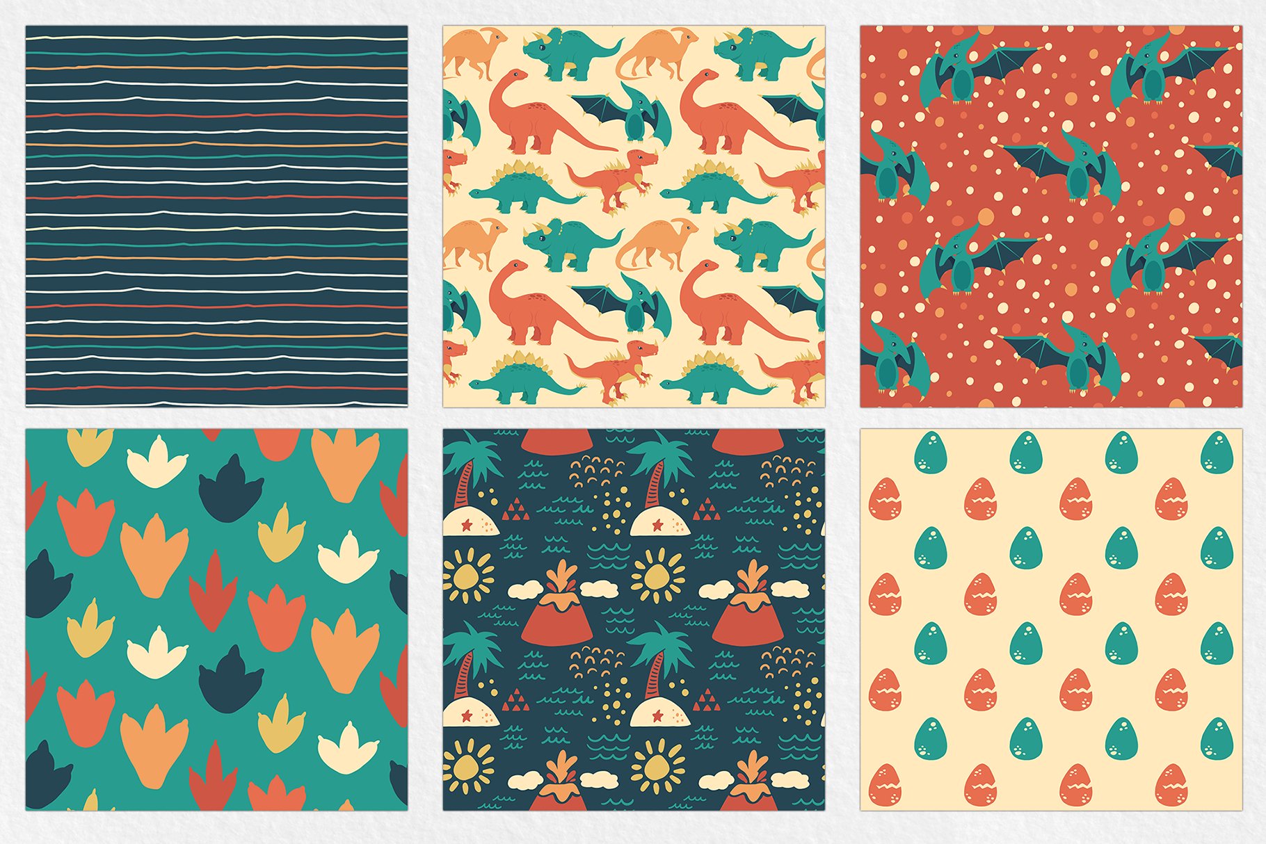 Dinosaur Digital Paper Set (704797) | Patterns | Design Bundles