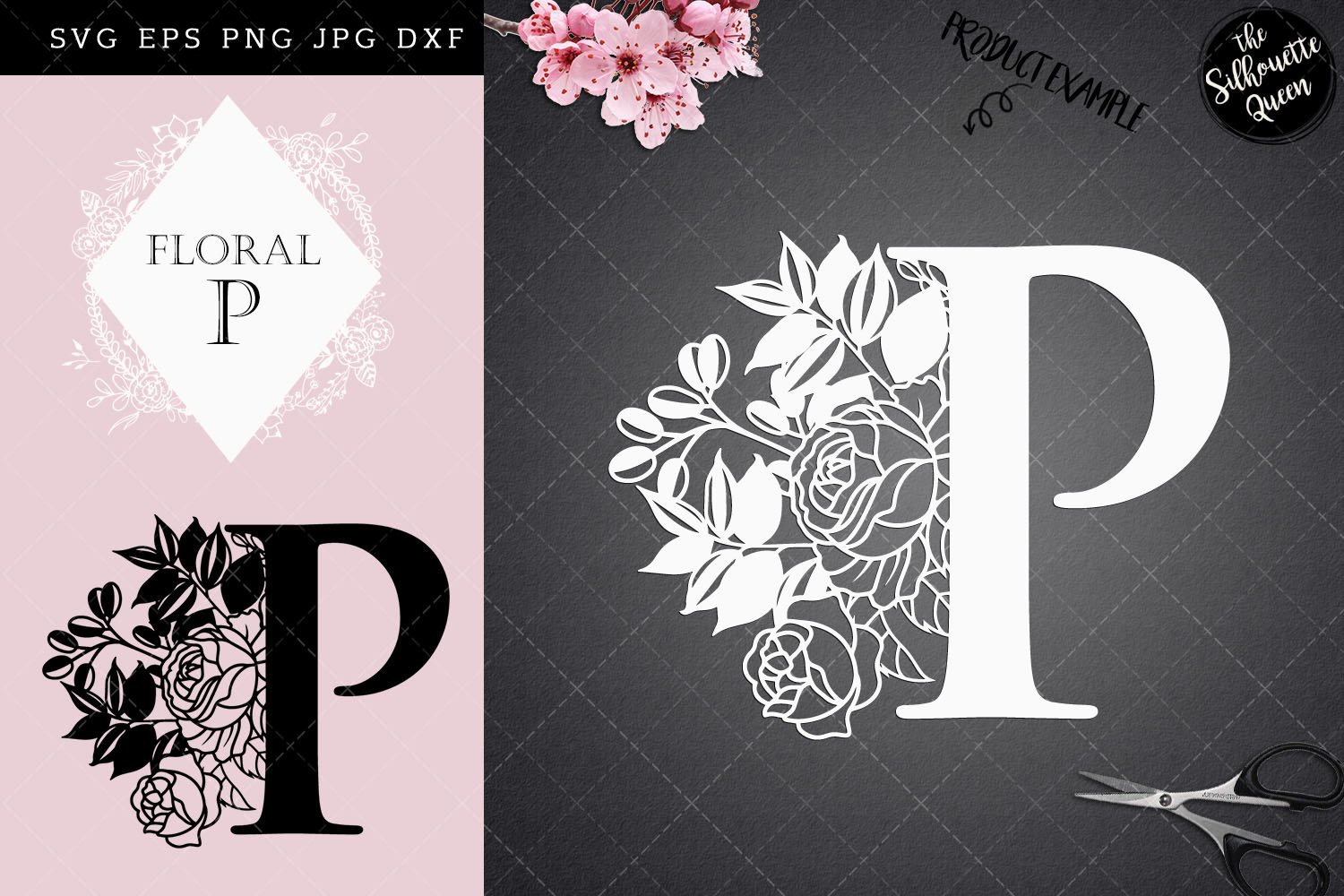 P - Floral Letter Design - Paper cut Template (270421) | Illustrations ...