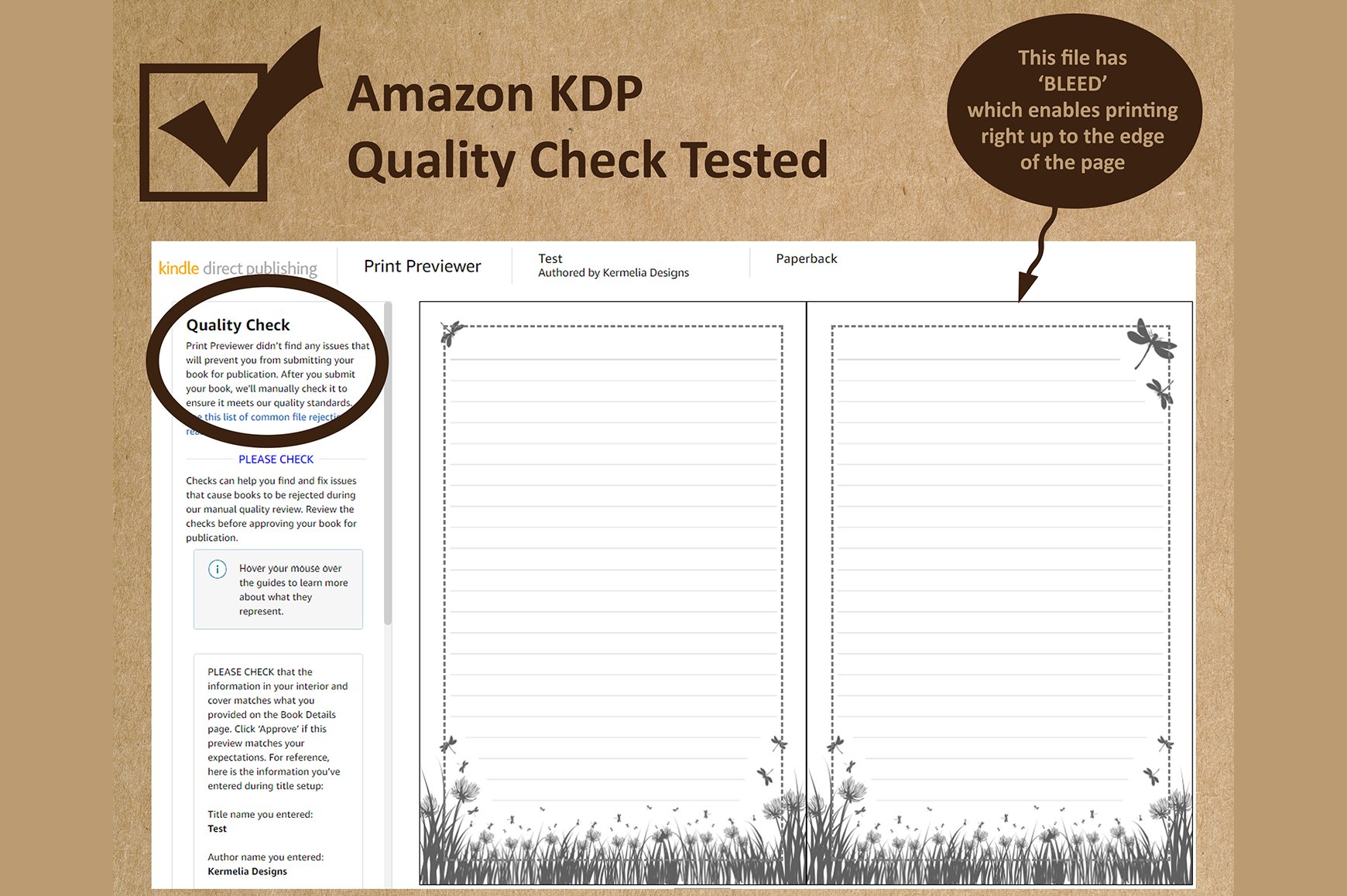 6x9' FLORAL LINED Interior Editable Template | Amazon KDP (1178602 ...