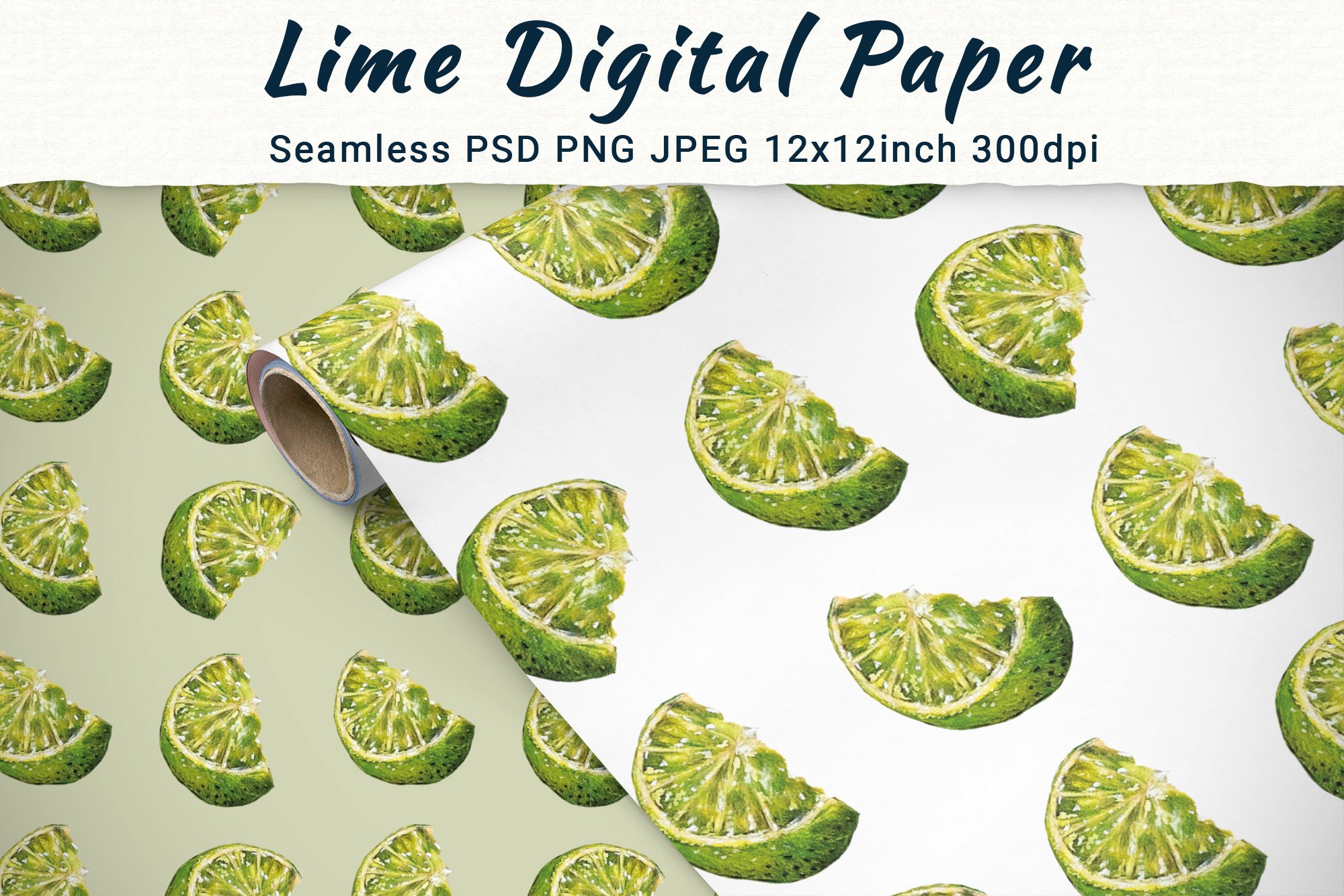Lime Digital Paper, Summer Tropical Seamless Pattern (722435) | Papers ...