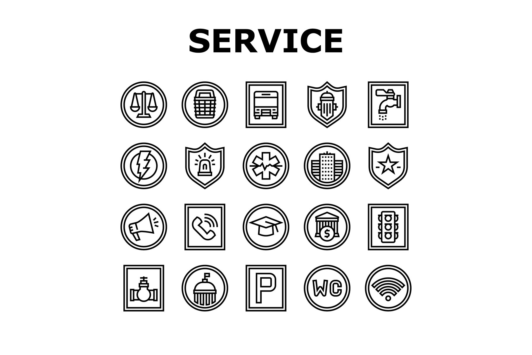 Public Service Signs Collection Icons Set Vector (970398) | Icons ...