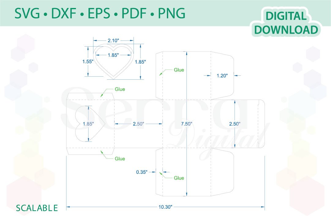 Heart Window Box template .svg .dxf .eps .pdf .png (441291) | Paper ...