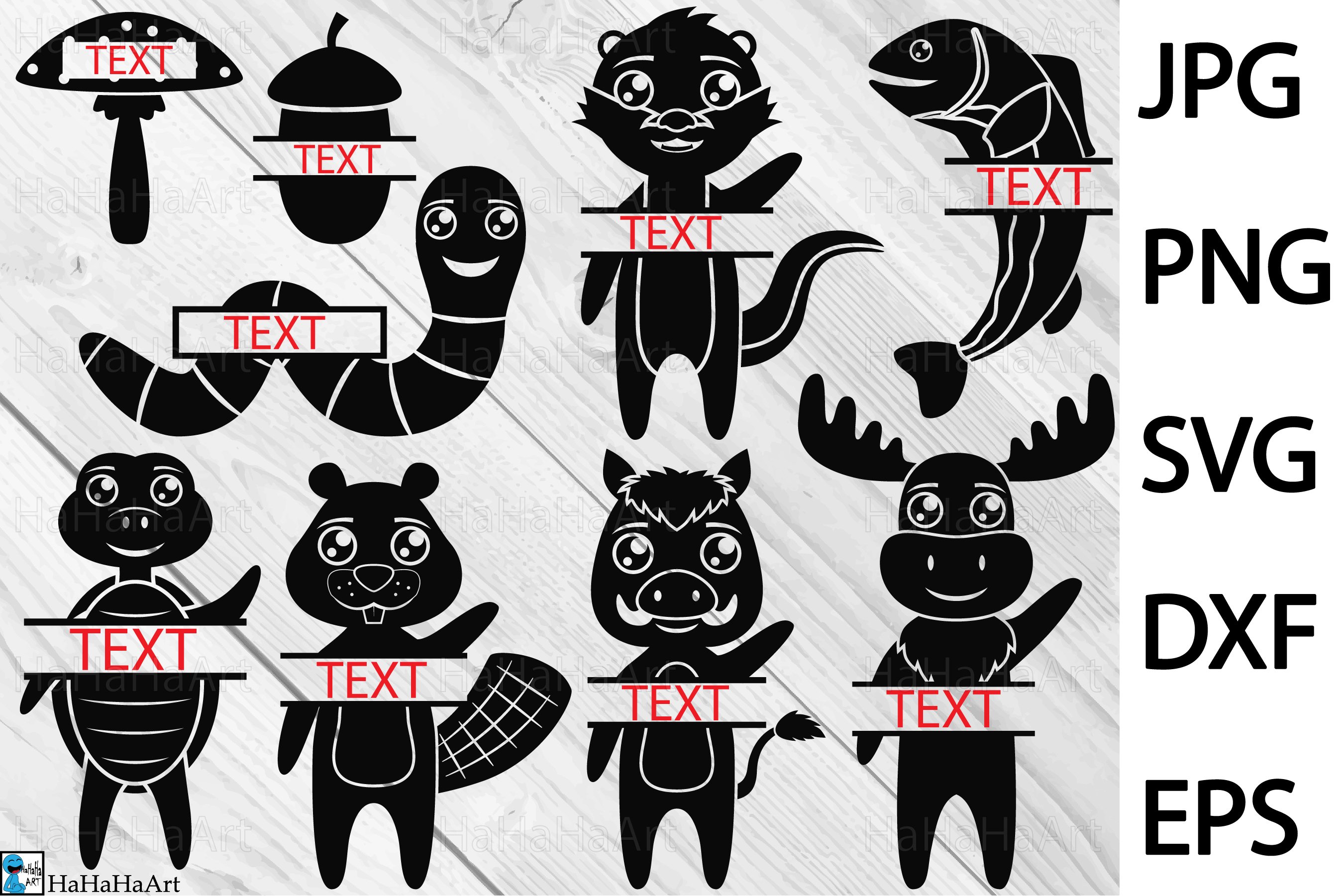 Split Cute Animals Designs - Clip art / Cutting Files 1483c (1023298 ...