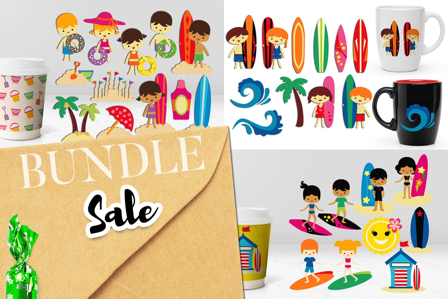Surf's Up Summer Clip Art Illustrations Bundle (81268) | Illustrations ...