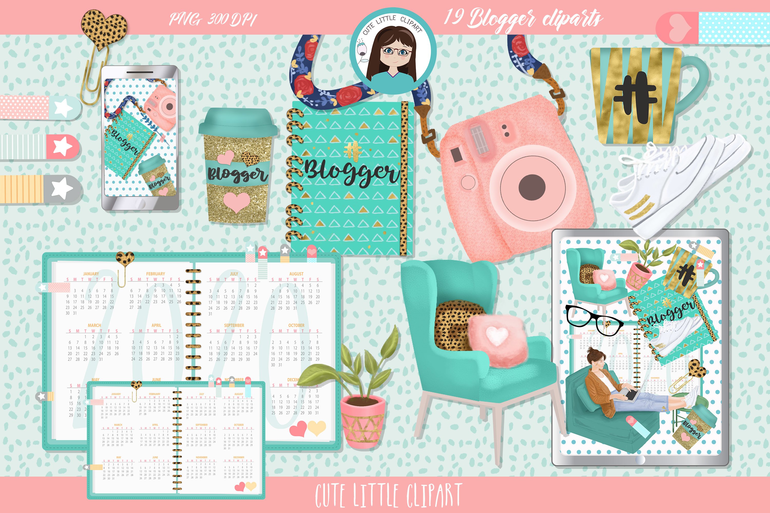 Blogger cliparts (607368) | Illustrations | Design Bundles
