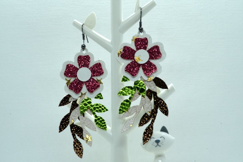 Flower earrings template SVG, DIY earrings template bundle (346994 ...