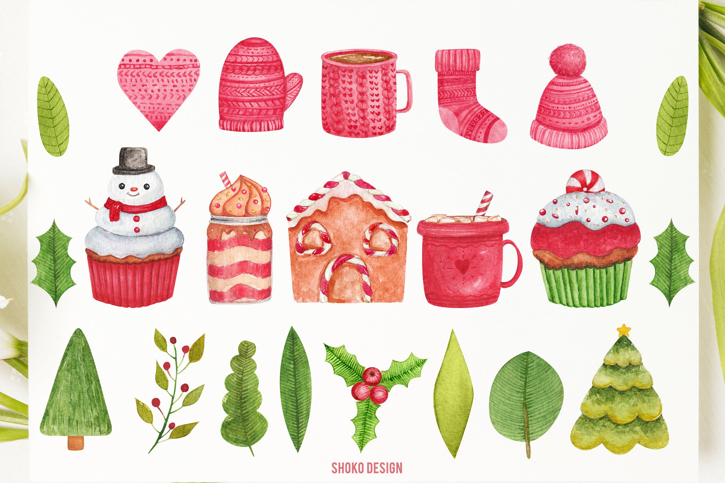 Happy Christmas Holiday Watercolor Hand Painted (378525 ...