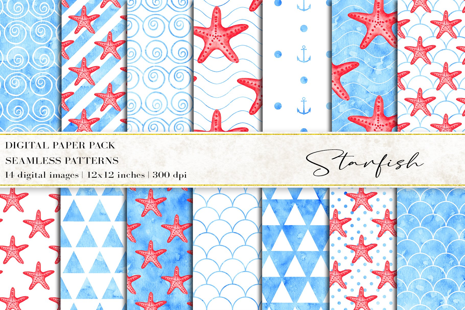 Starfish Digital Papers (1761789) | Patterns | Design Bundles