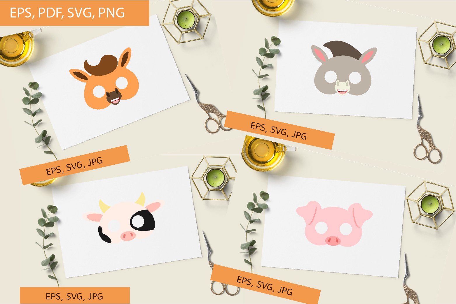 DIY Printable Masks Bundle, Face Masks SVG, Paper Masks (1275439 ...