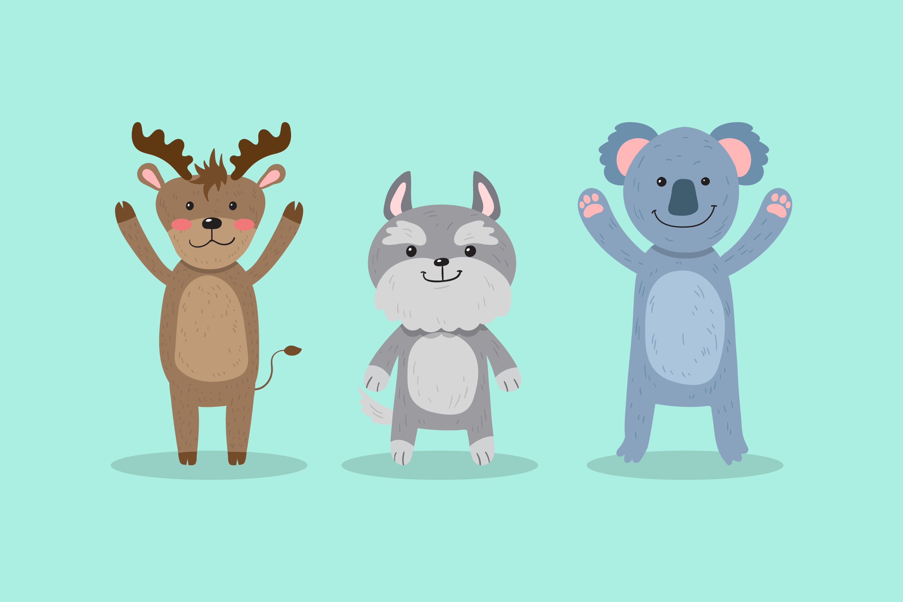 Happy Funny Cartoon Animals