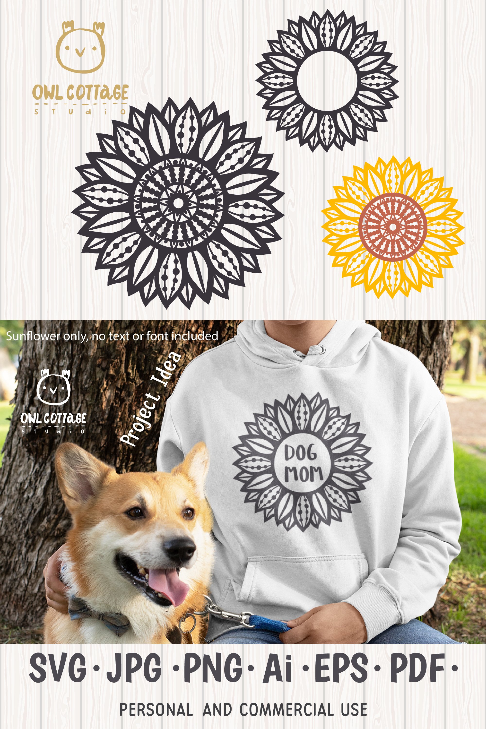 Sunflower Zentangle svg, Sunflower svg, Sunflower Monogram (533044 ...