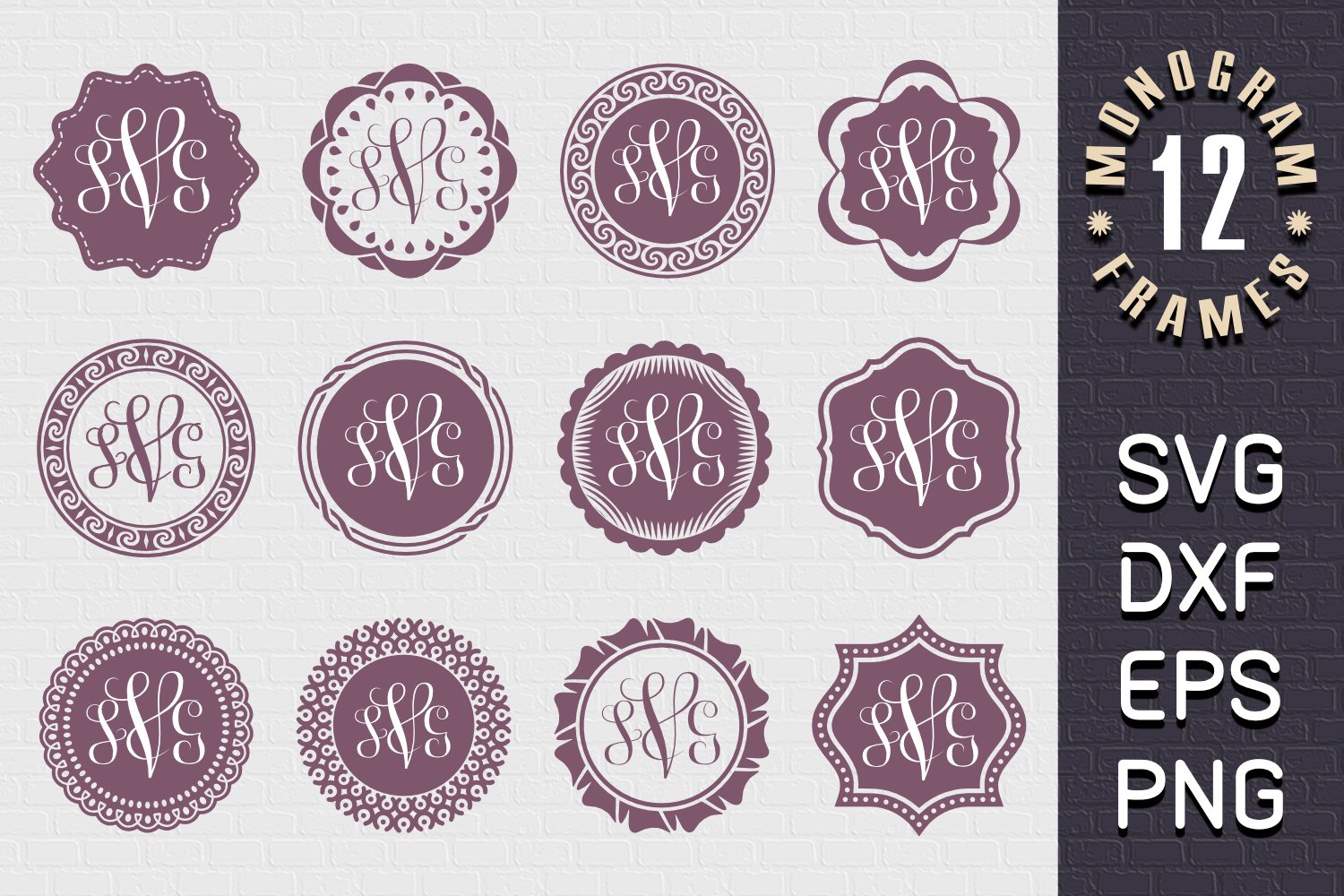 Monogram Frames SVG - PNG - DXF - EPS - Collection (403420)