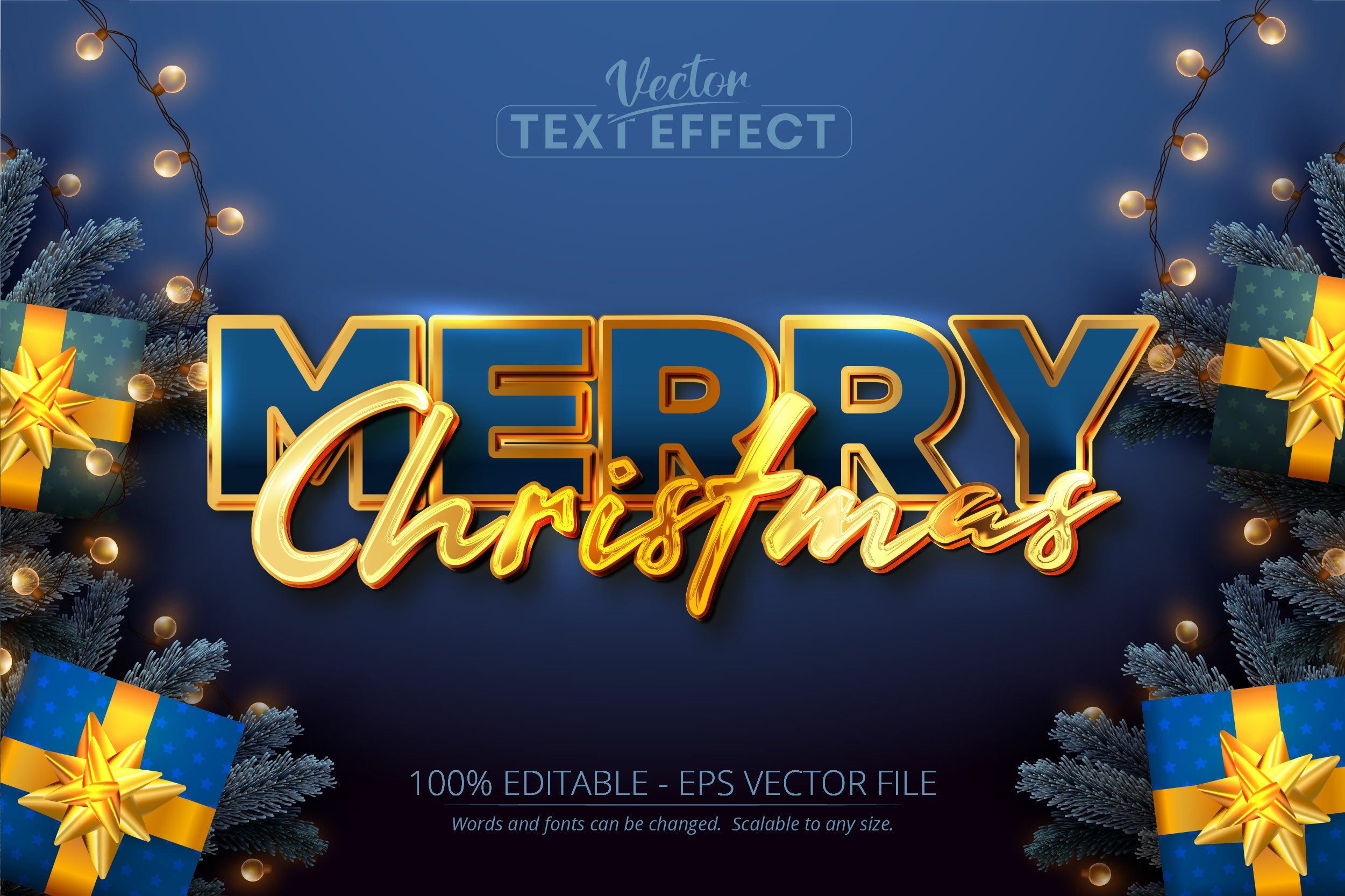 Merry christmas text, shiny gold color style text effect (1659259 ...