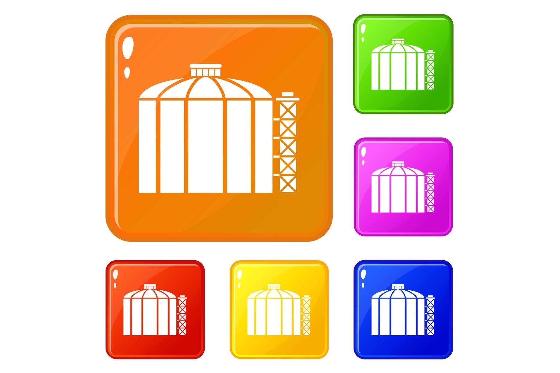 Oil storage tank icons set vector color (510868) | Icons | Design Bundles