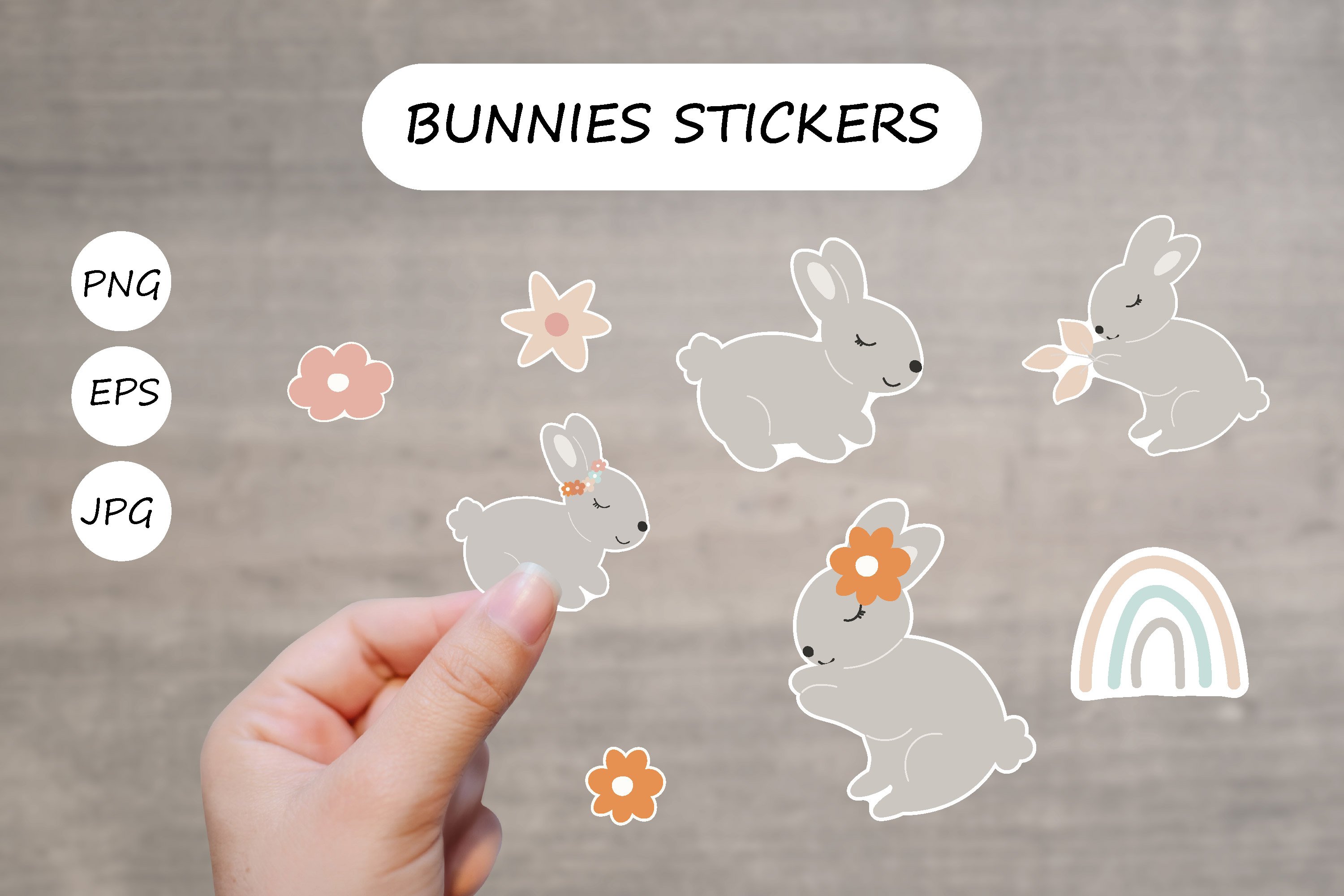 Cute Bunnies Printable Stickers Cricut Design (1310906) | Stickers ...