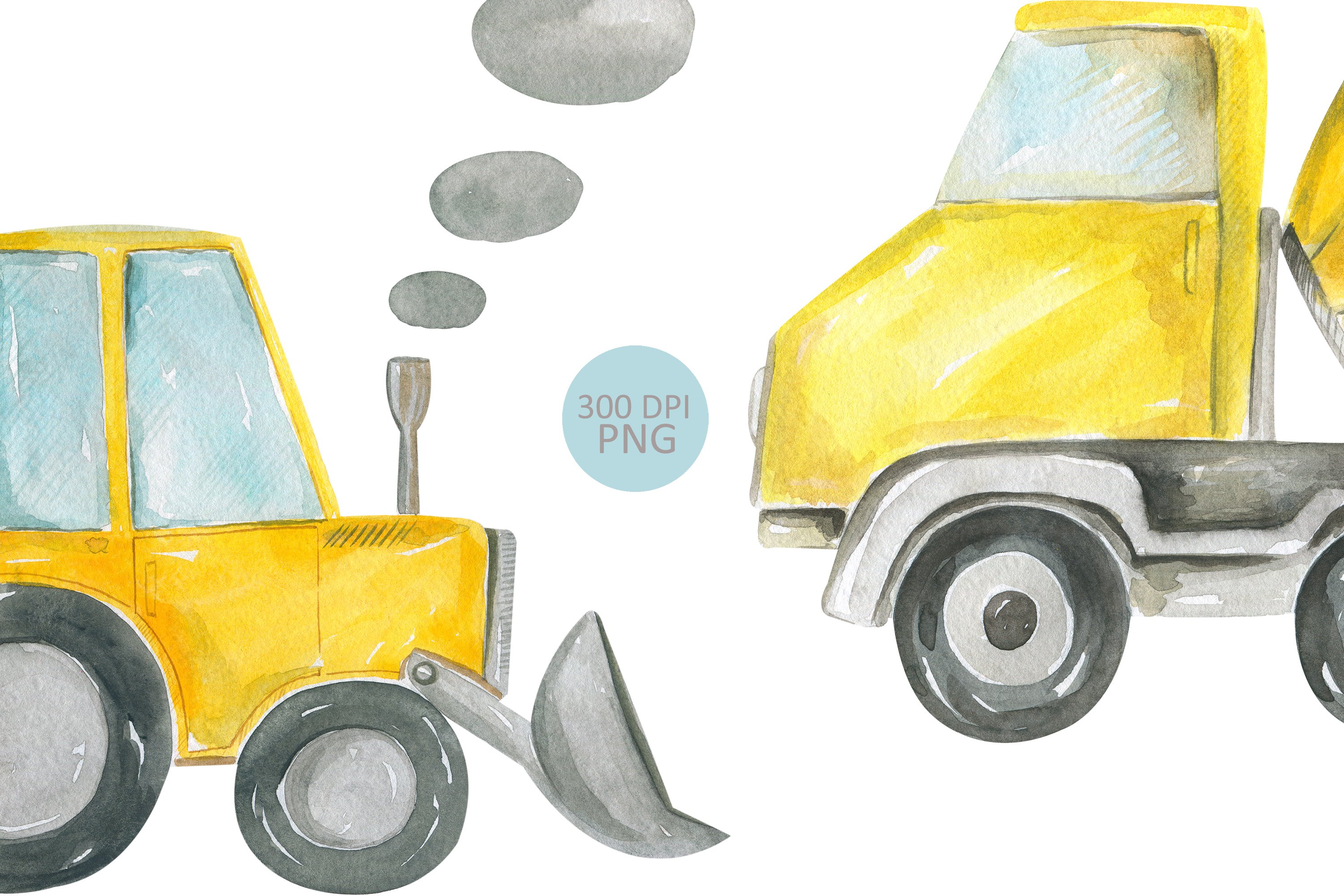 Watercolor construction truck clipart. (1143896) | Illustrations ...