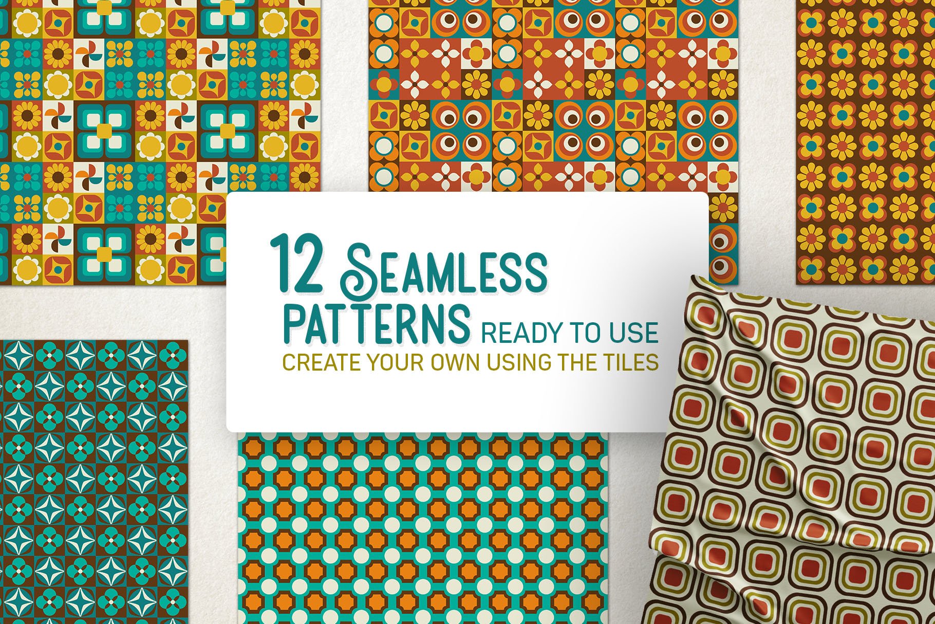 Retro Mod Tiles & Seamless Patterns (531964) | Patterns | Design Bundles