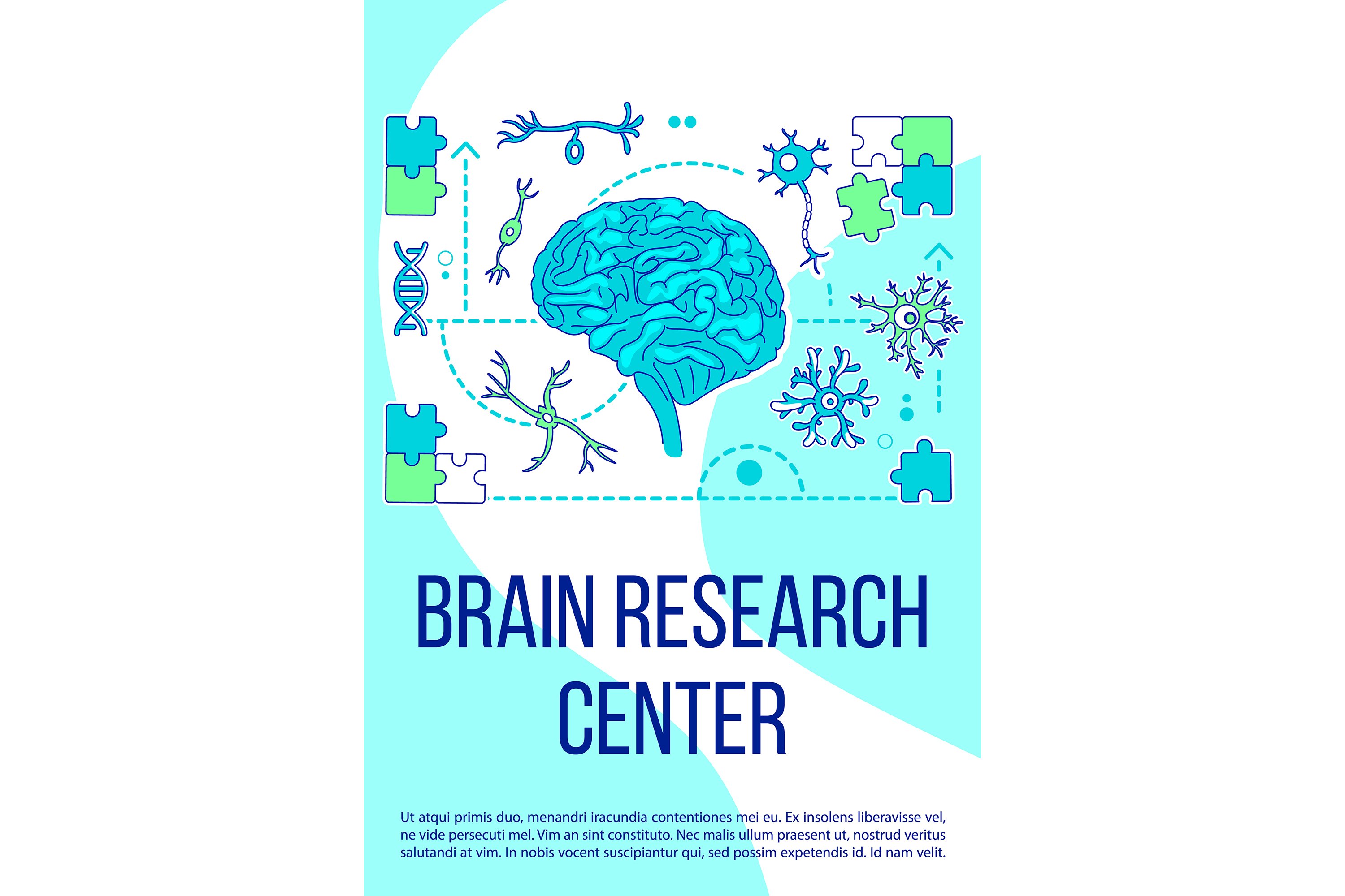 Brain research center poster flat silhouette vector template (887219 ...